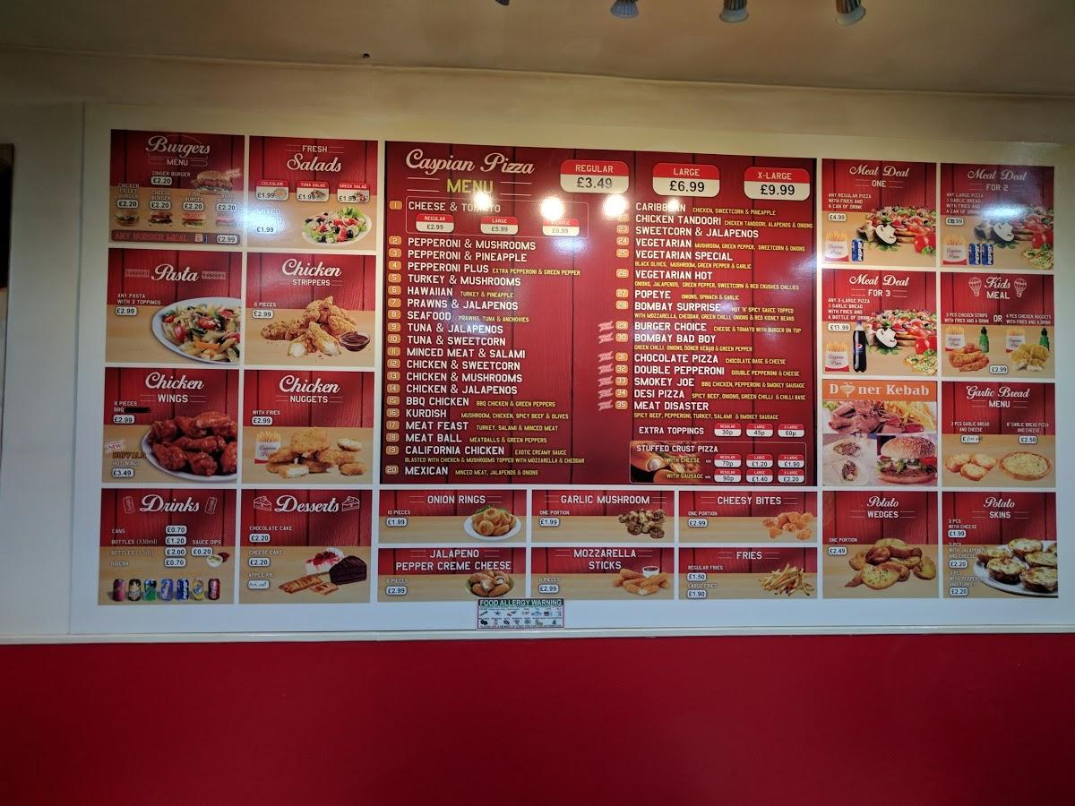 Menu at Caspian Pizza fast food, Birmingham, 39 High St