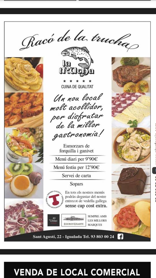Menu at El Raco De La Trucha restaurant, Igualada