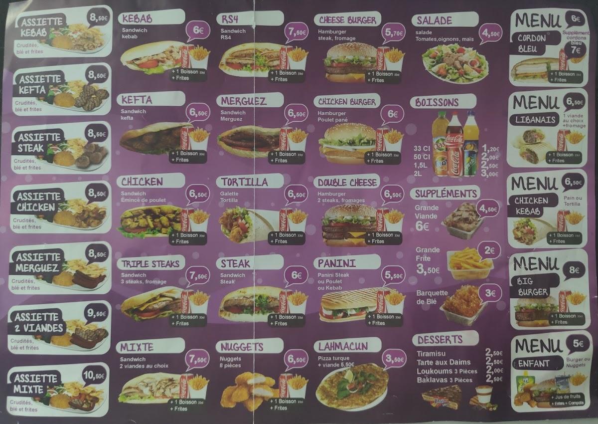 Menu au Marmara restaurant, Viarmes