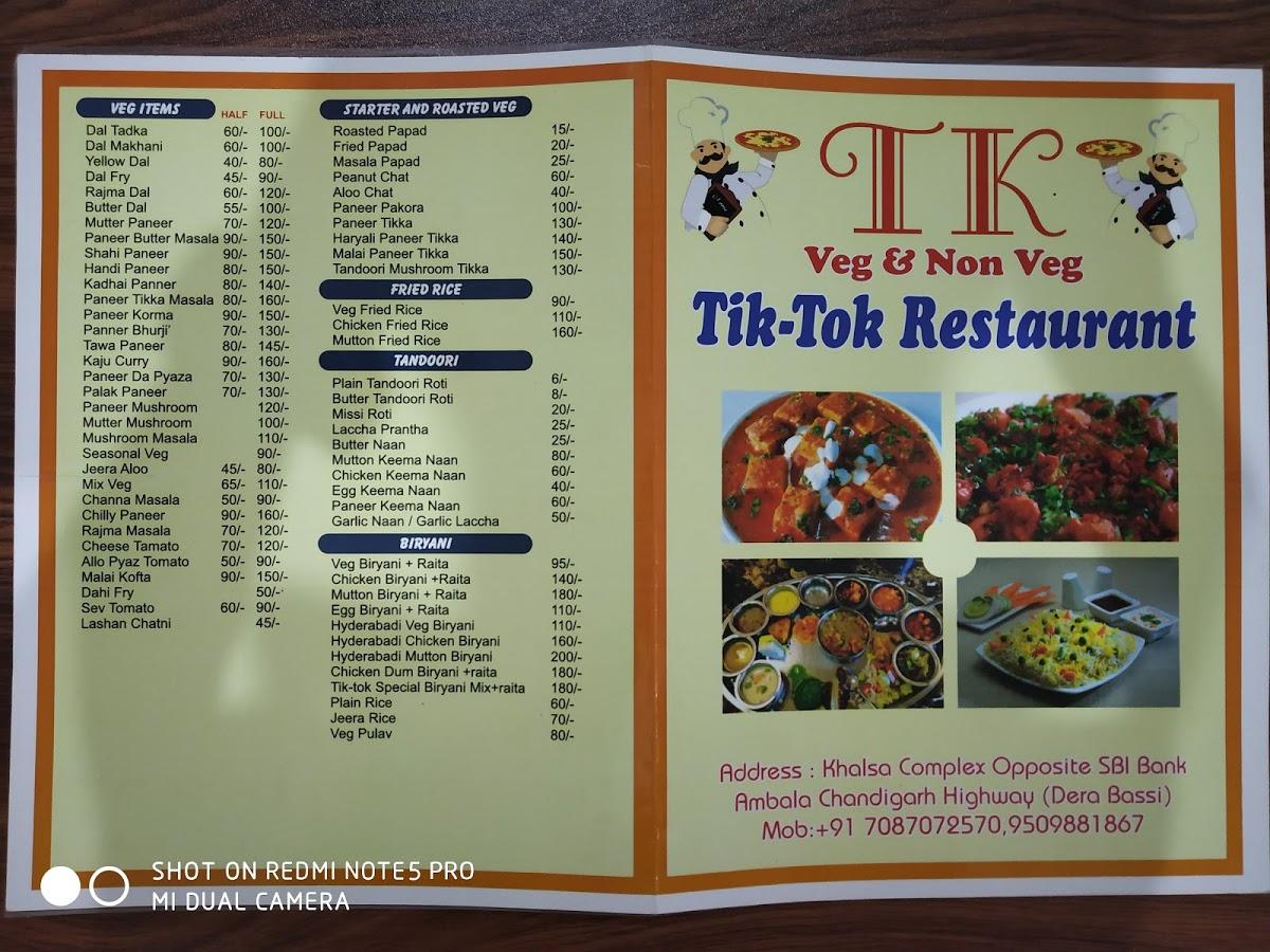 Menu at TIK-TOK Veg & Nonveg Restaurant, Dera Bassi