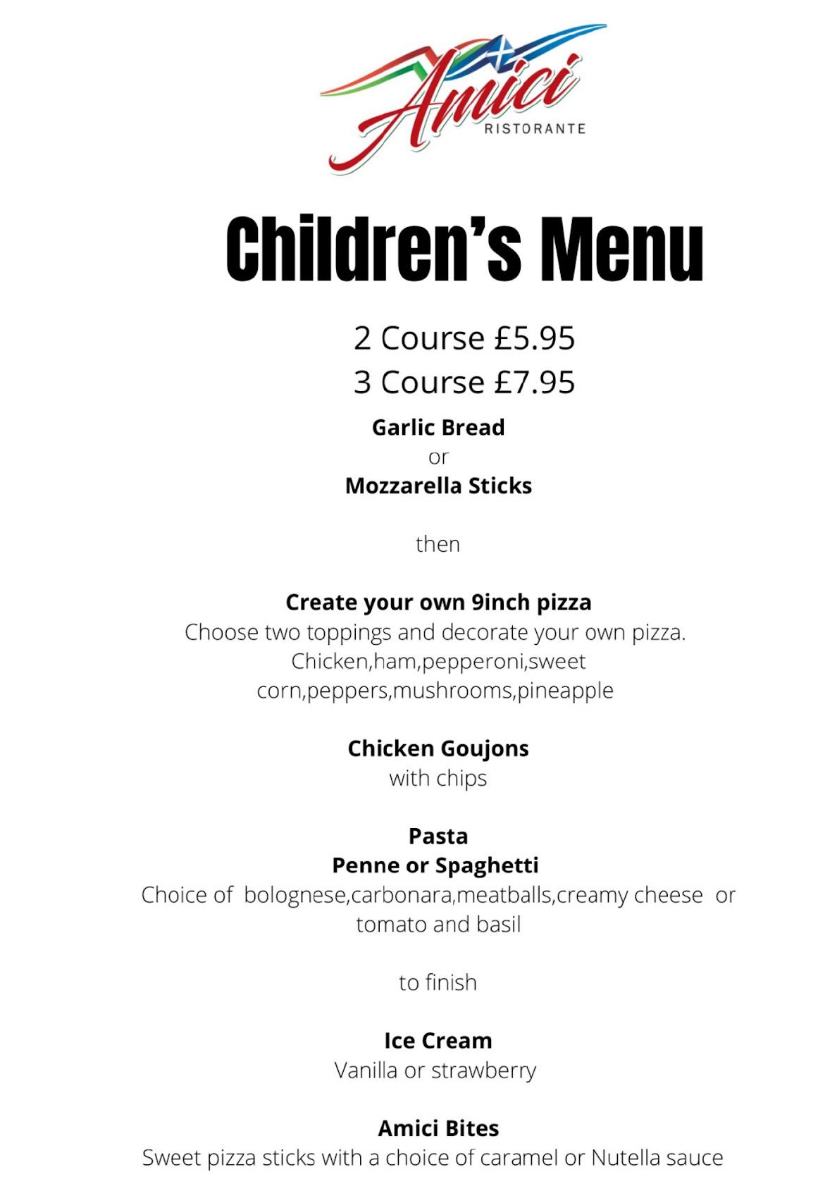 Menu at Amici (Strathaven) restaurant, Strathaven