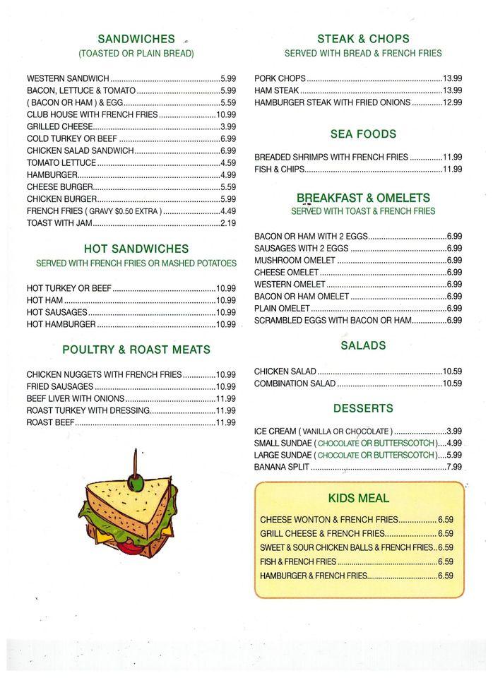 Menu at Black & White Chinese Restaurant, Fergus