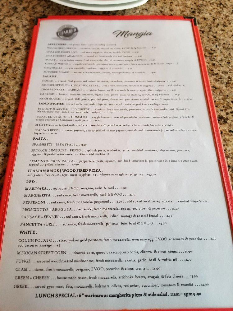 Menu at Charred Pie pizzeria, Oro Valley