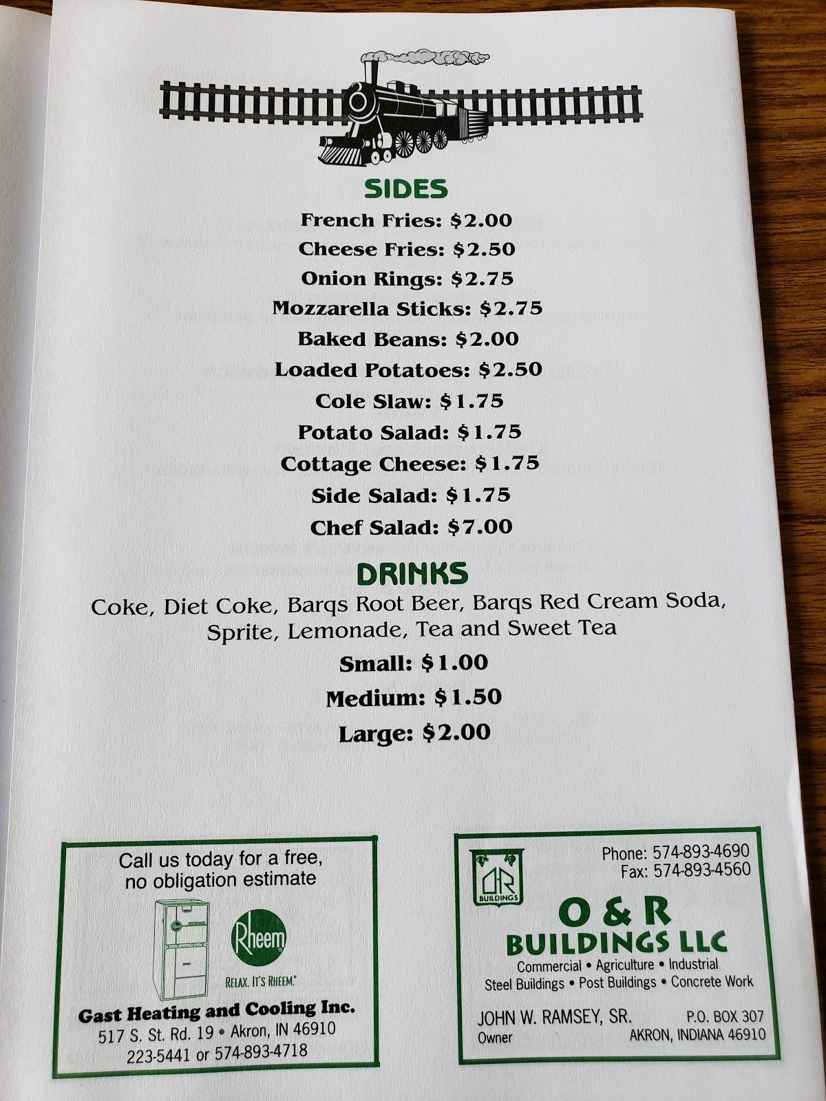 Menu at Jonesy's Junction restaurant, Akron