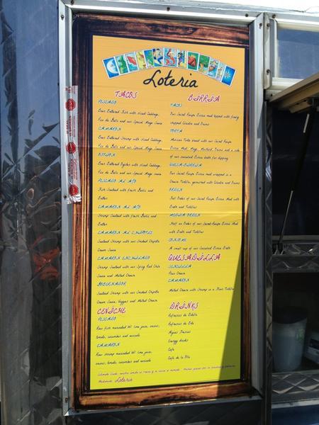 Menu at Loteria restaurant, National City