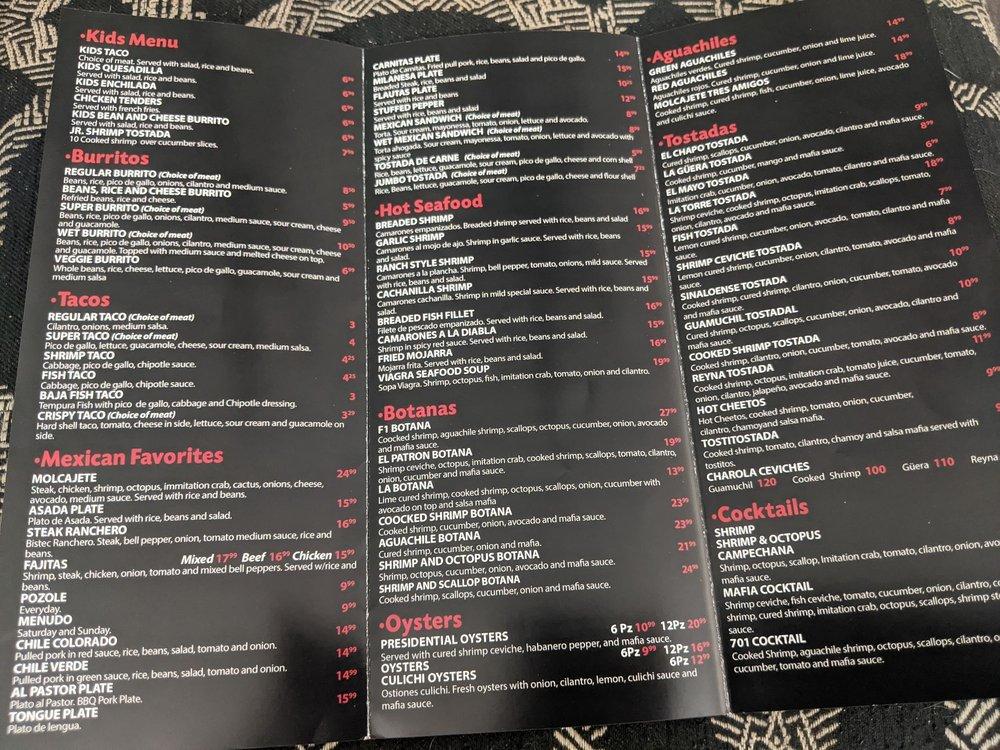 Menu at La Estrella Tacos & Seafood restaurant, Manteca, W Lathrop Rd