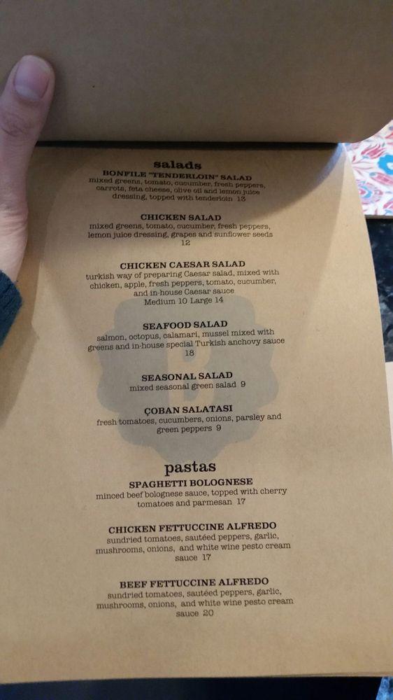 Menu at Barans Turkish Cuisine & BBQ, Toronto
