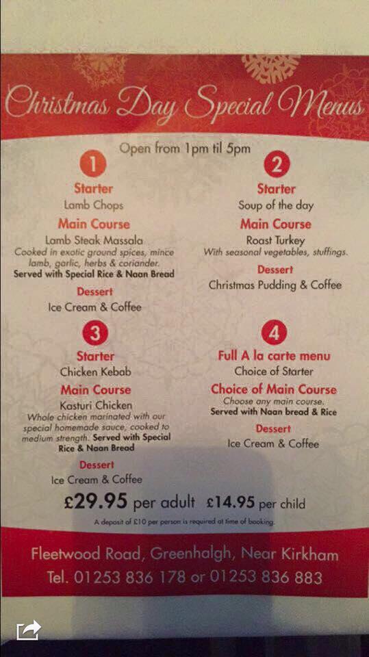 Menu at Ashiana Indian Restaurant (Indian Restaurant Preston ...