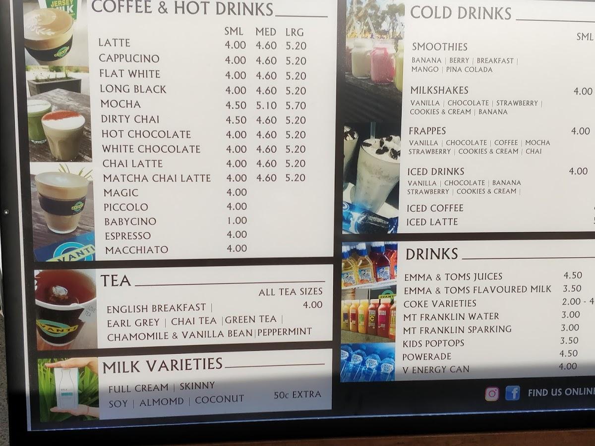 Menu at Avanti Drive Thru Coffee cafe, Lovely Banks