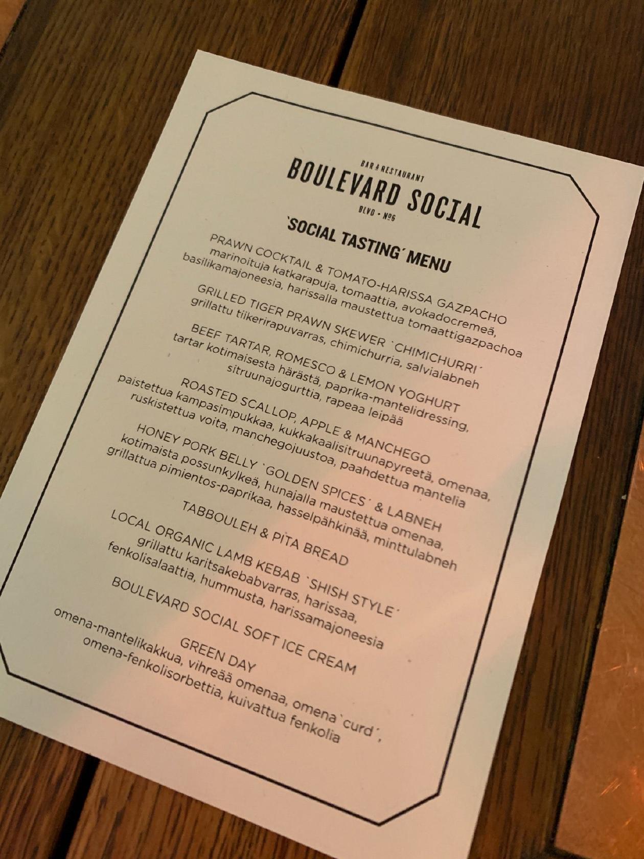 Menu at Boulevard Bar & Seafood, Helsinki