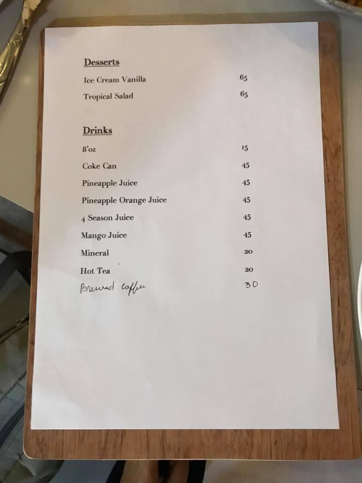 Menu at La Gracia's restaurant, Davao City, Matina Aplaya Rd