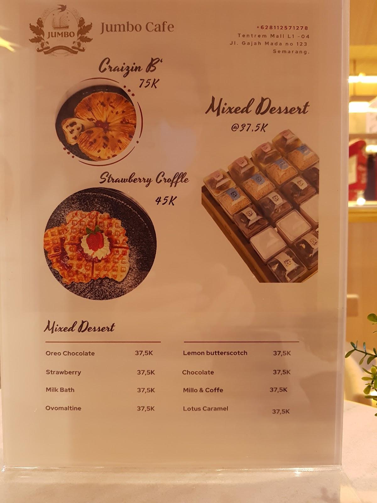Menu at Jumbo Cafe, Semarang