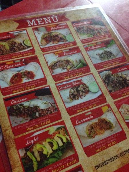 Menu at KeBURROS Express restaurant, Hermosillo