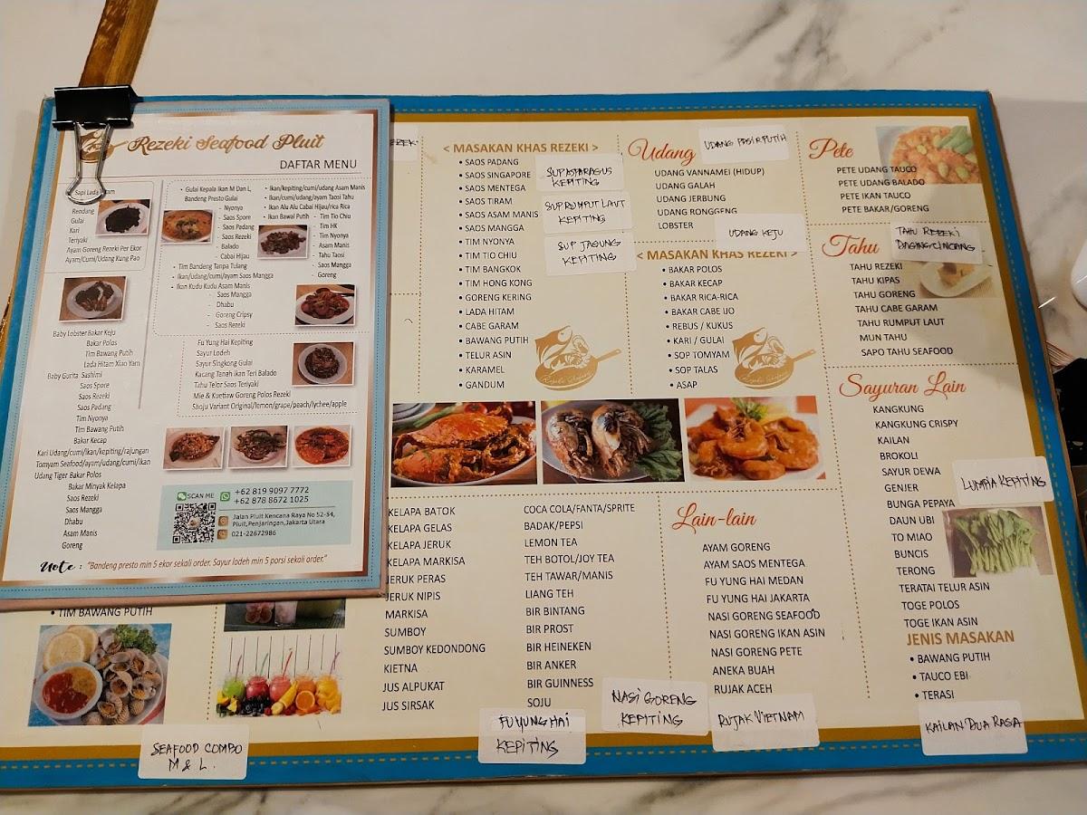 Menu at REZEKI SEAFOOD PLUIT restaurant, Jakarta