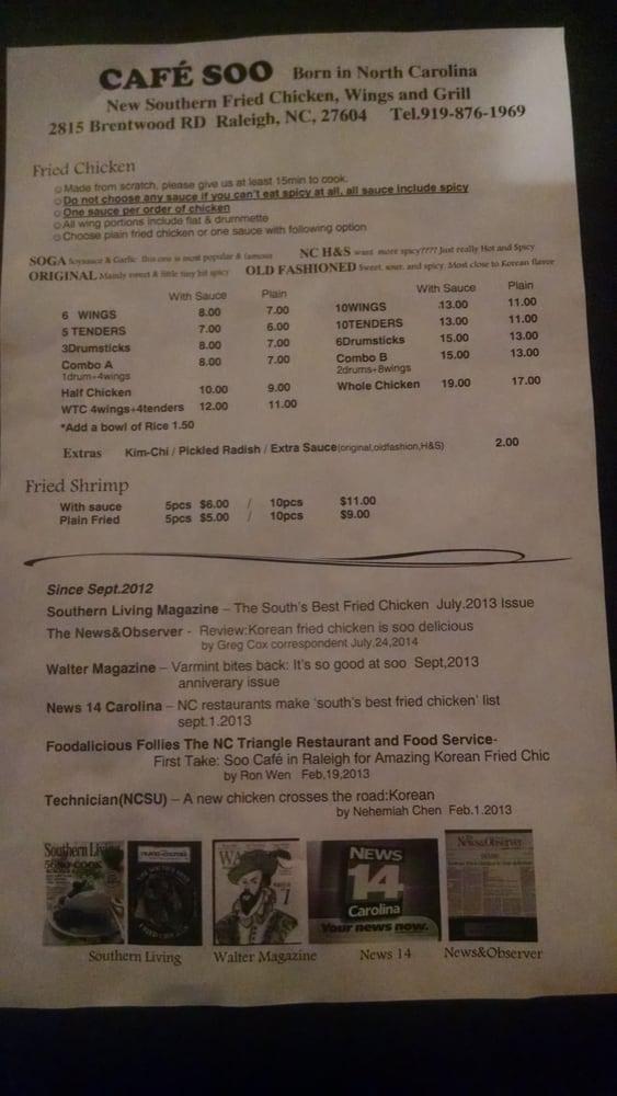 Menu at Soo Cafe RALEIGH, Raleigh