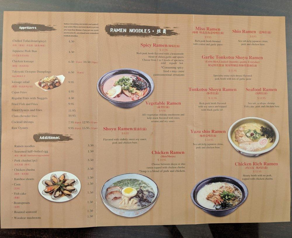 Menu at Captain Crab & Ramen restaurant, Yakima