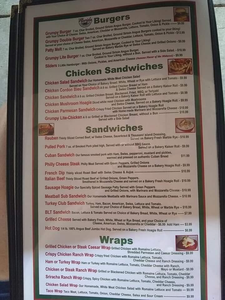 Menu at Grumpy Gators Bar & Grill, Homosassa