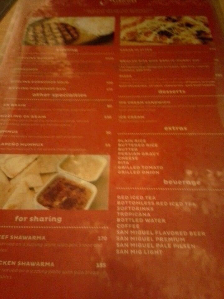 Menu at Mazza Shawarma restaurant, Taguig