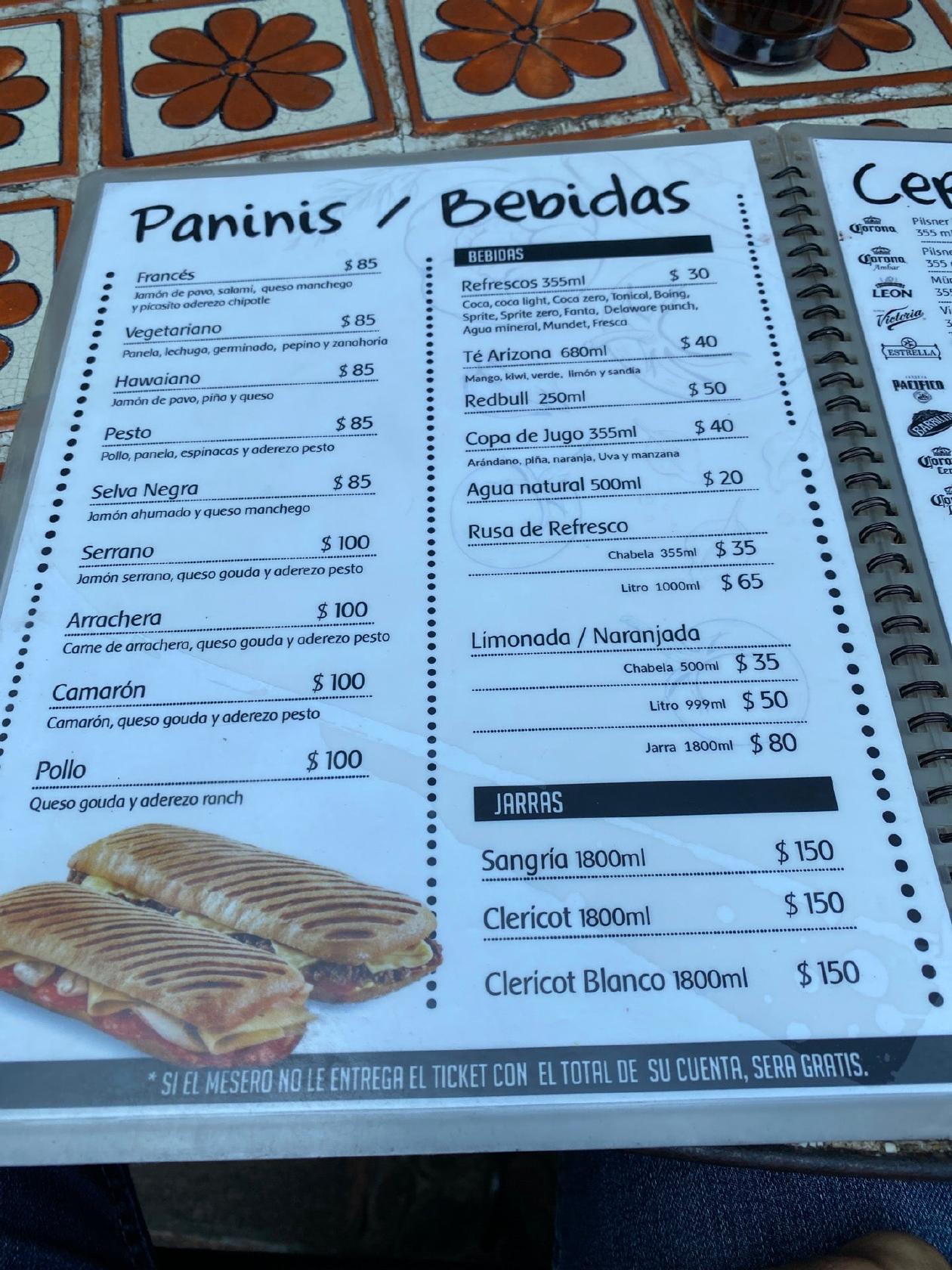 Menu at La Valentina Cantina pizzeria, Tlaquepaque, C. Donato Guerra 169