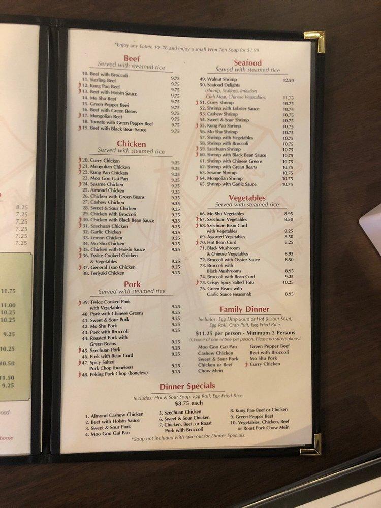 Menu at New Asia Chinese Restaurant, Tucson