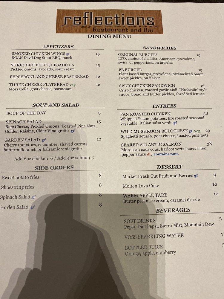 Menu at Westin Reflections Lounge pub & bar, Romulus, 2501 Worldgateway Pl