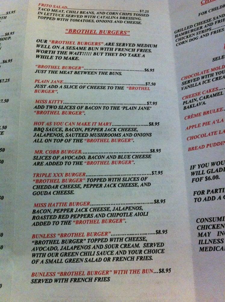 Menu at Miss Hattie's Restaurant, San Angelo