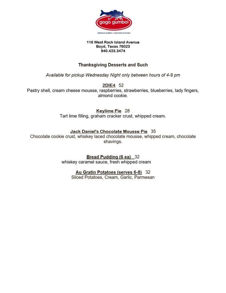 Menu at gogo gumbo! restaurant, Boyd