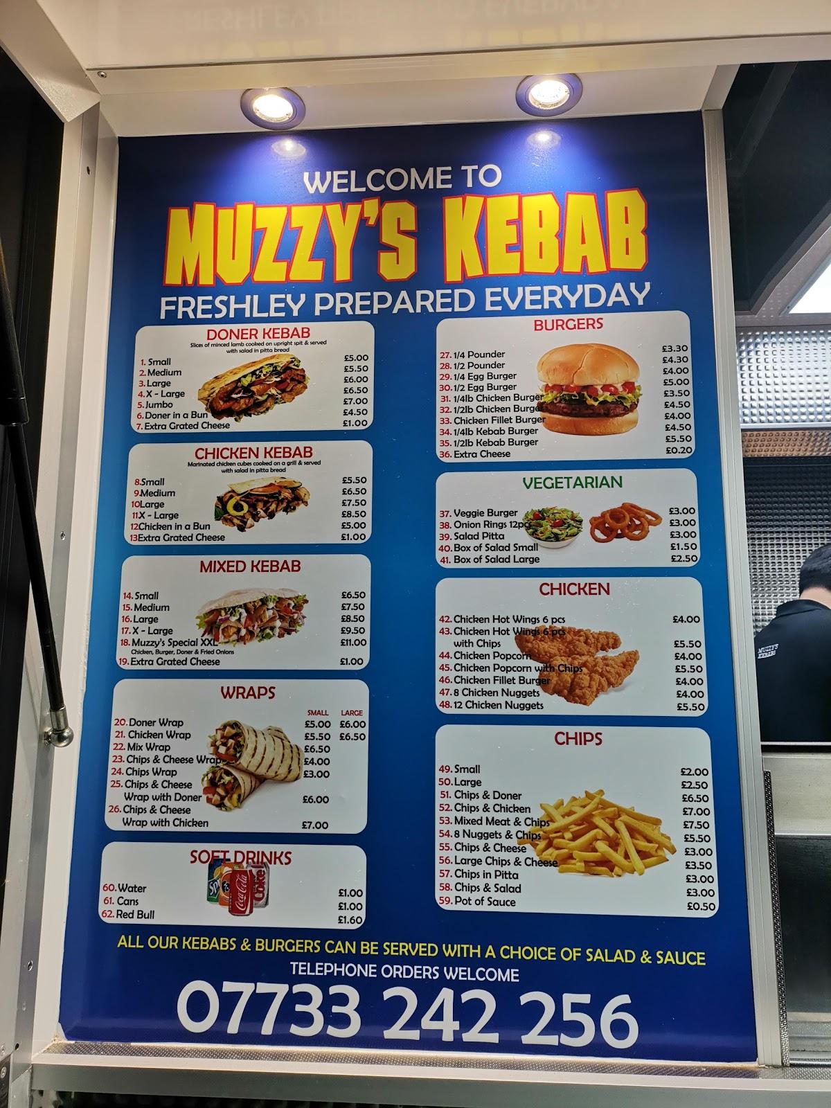 Menu at Muzzy's Kebab fast food, Wokingham