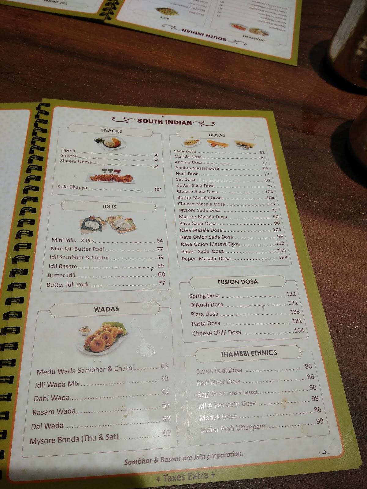Menu at Thambbi Veg Restaurant, Thane, Shop No 8