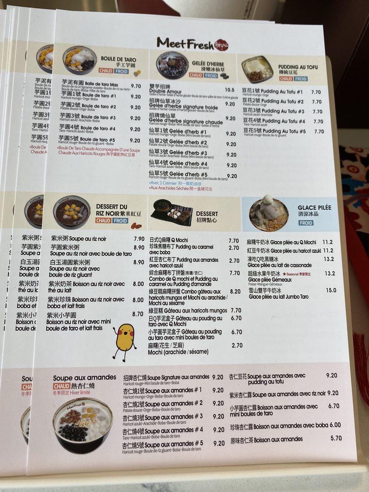 Menu at Meet Fresh Dessert Greenfield Park desserts, Brossard