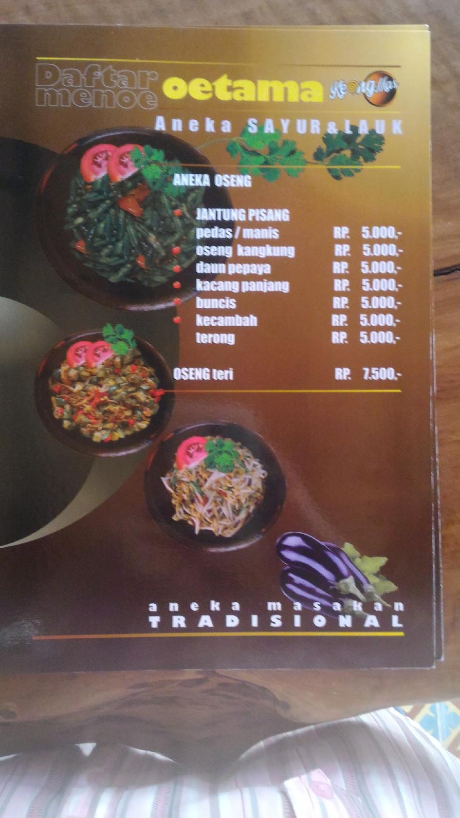 Menu at Rumah Makan Keong Mas restaurant, Bantul