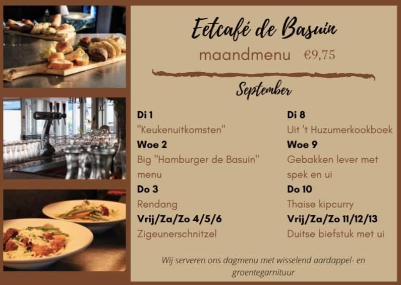 Menu at de Basuin, Leeuwarden