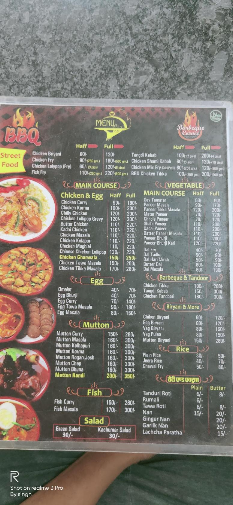 Menu at Barbeque corner restaurant BBQ, Bhopal