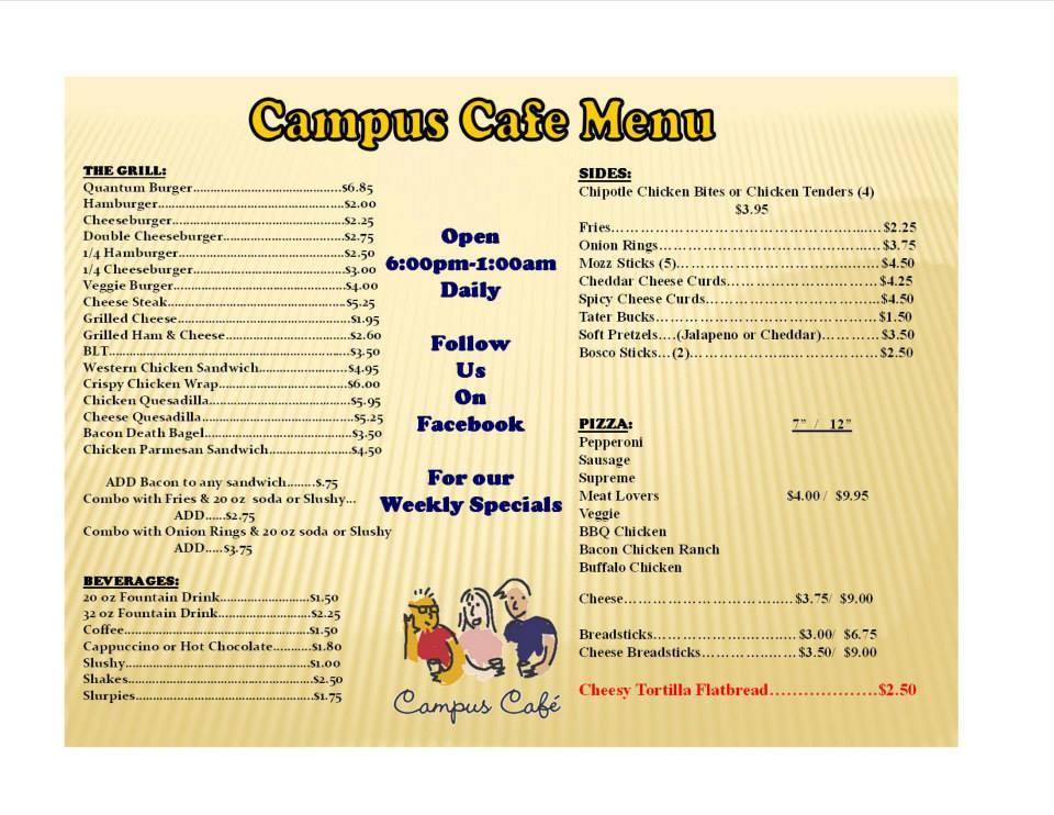 Menu at Campus Cafe, Houghton