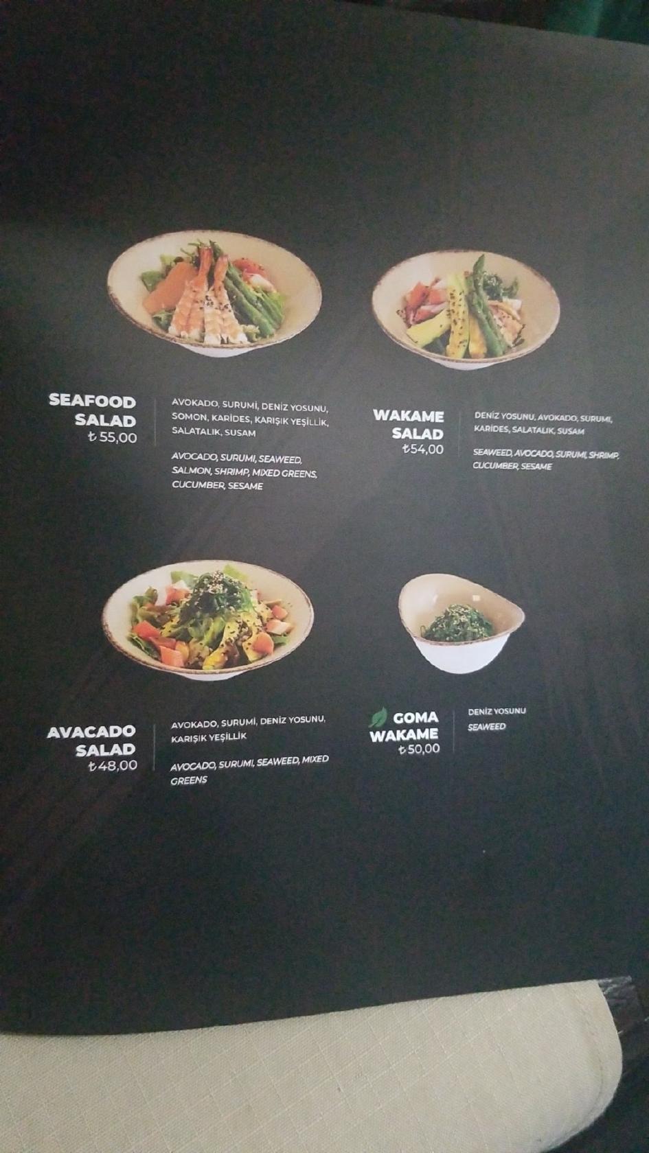 Menu at Kaison Express, Turkey