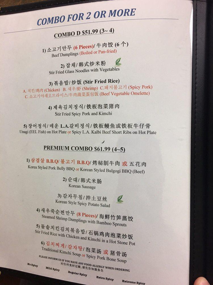 Menu at MaMa Chef Korean Restaurant, Toronto