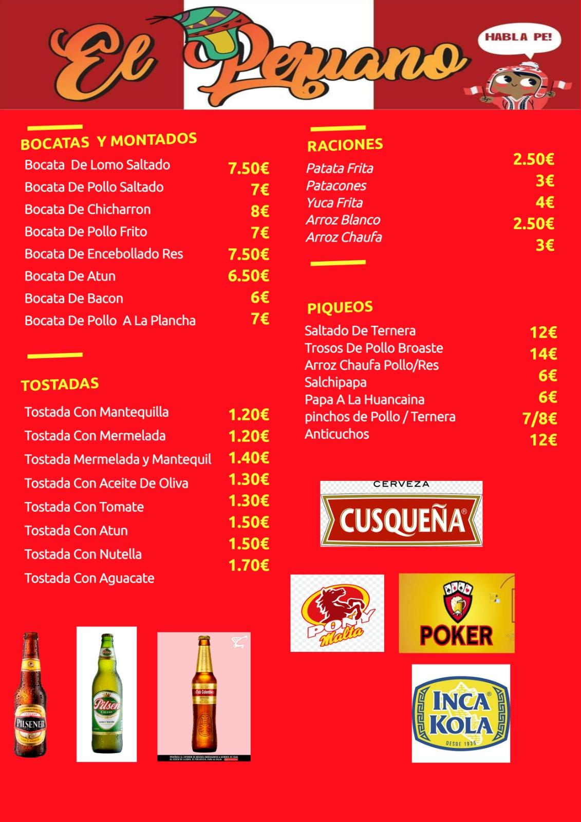 Menu at Restaurante El Peruano., Motilla del Palancar