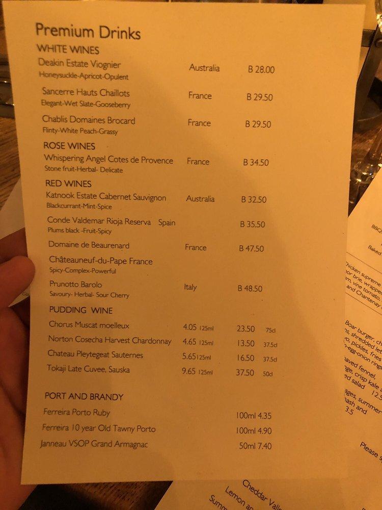 Menu at Blue Boar pub & bar, Chipping Norton