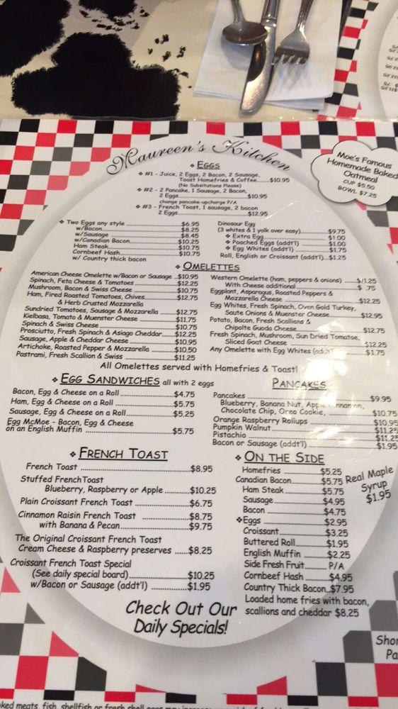 Menu at Maureen's Kitchen restaurant, Smithtown