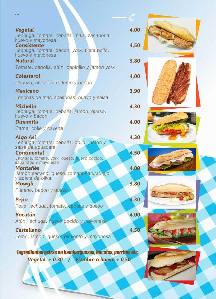 Menu at Bocatería Algo Así fast food, Ferrol