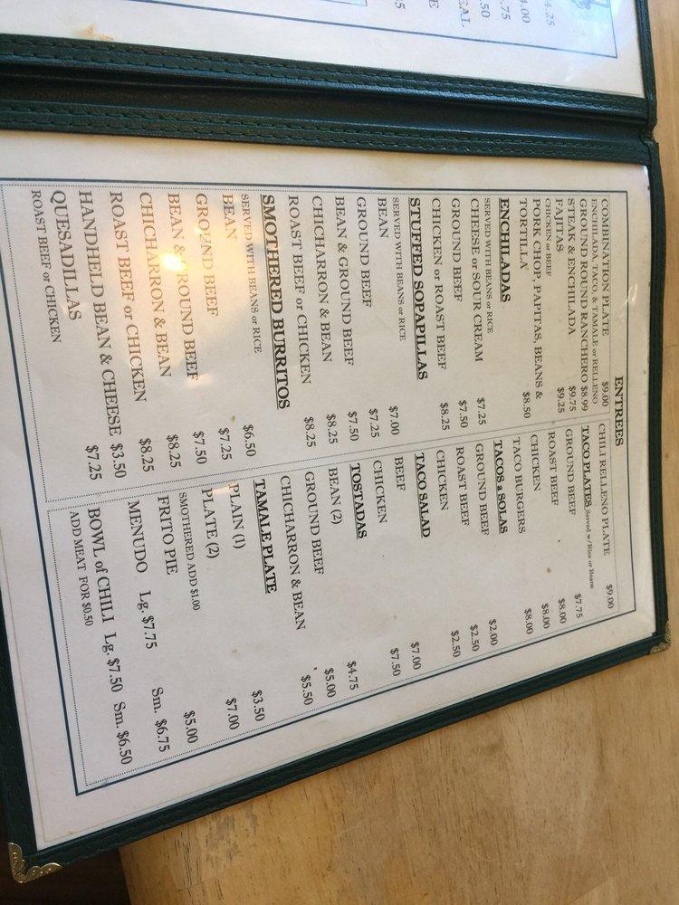 Menu at El Encanto restaurant, Las Vegas