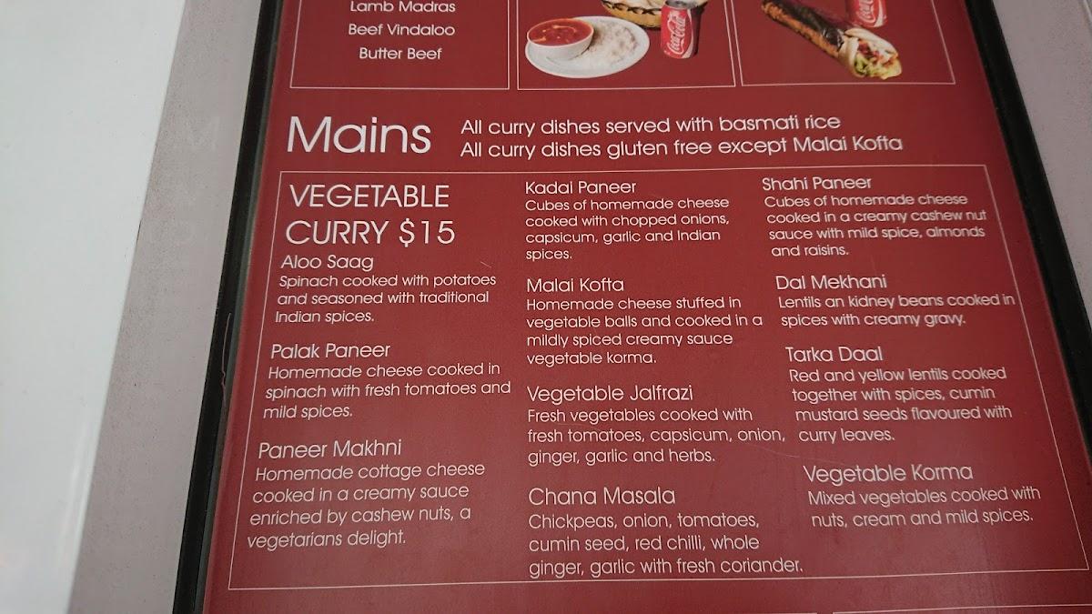 Menu at India Garden - Oamaru restaurant, Oamaru