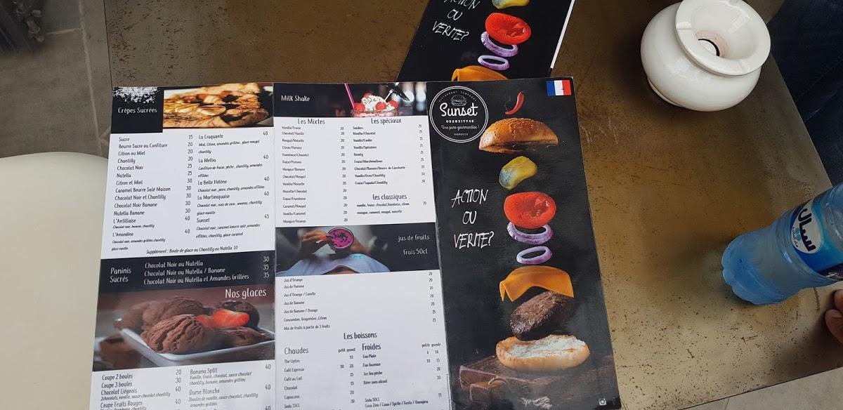 Menu at Sunset restaurant tamraght, Tamraght