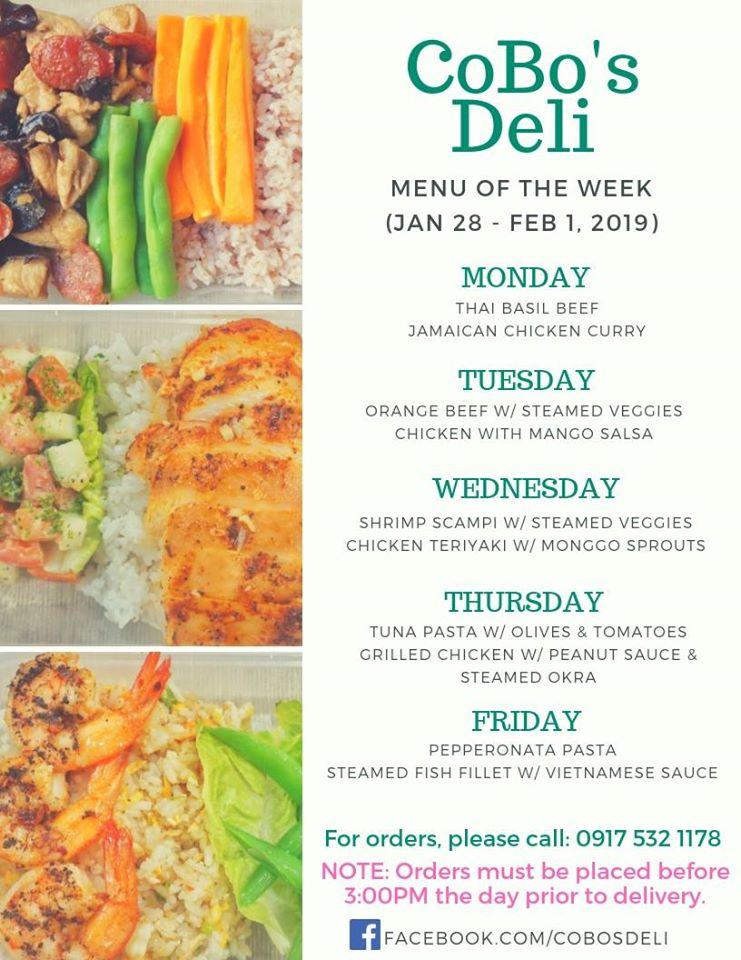 Menu at CoBo’s Deli, Bacolod