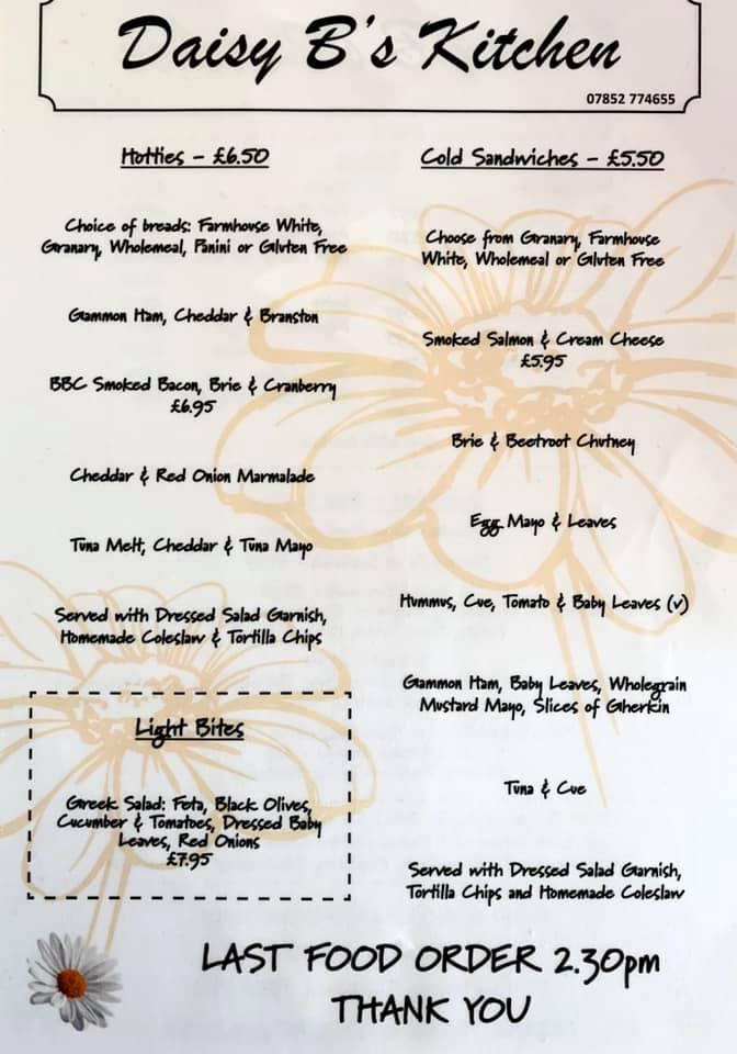 Menu at Daisy B's Kitchen restaurant, Titchfield