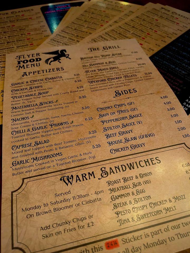 Menu at Flying Horse Hotel pub & bar, Rochdale