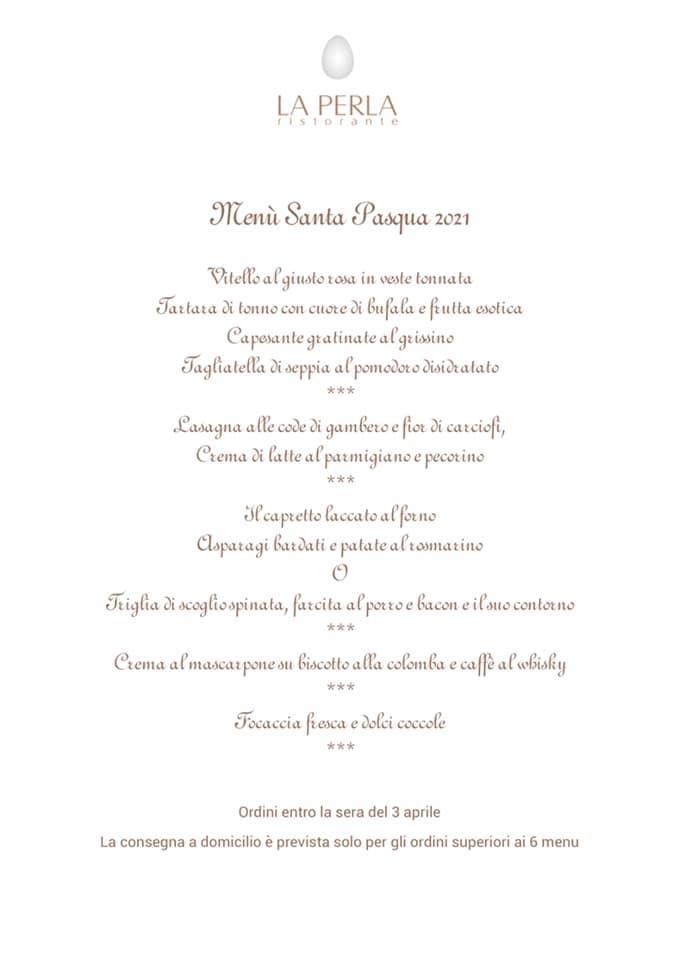 Menu da La Perla ristorante, Varese