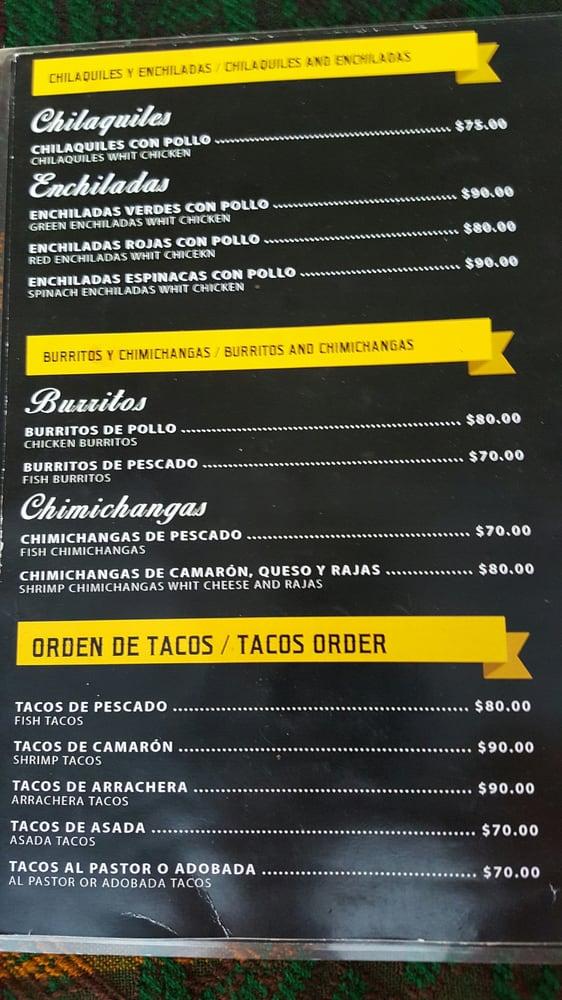 Menu at Marlin Azul restaurant, La Ventana