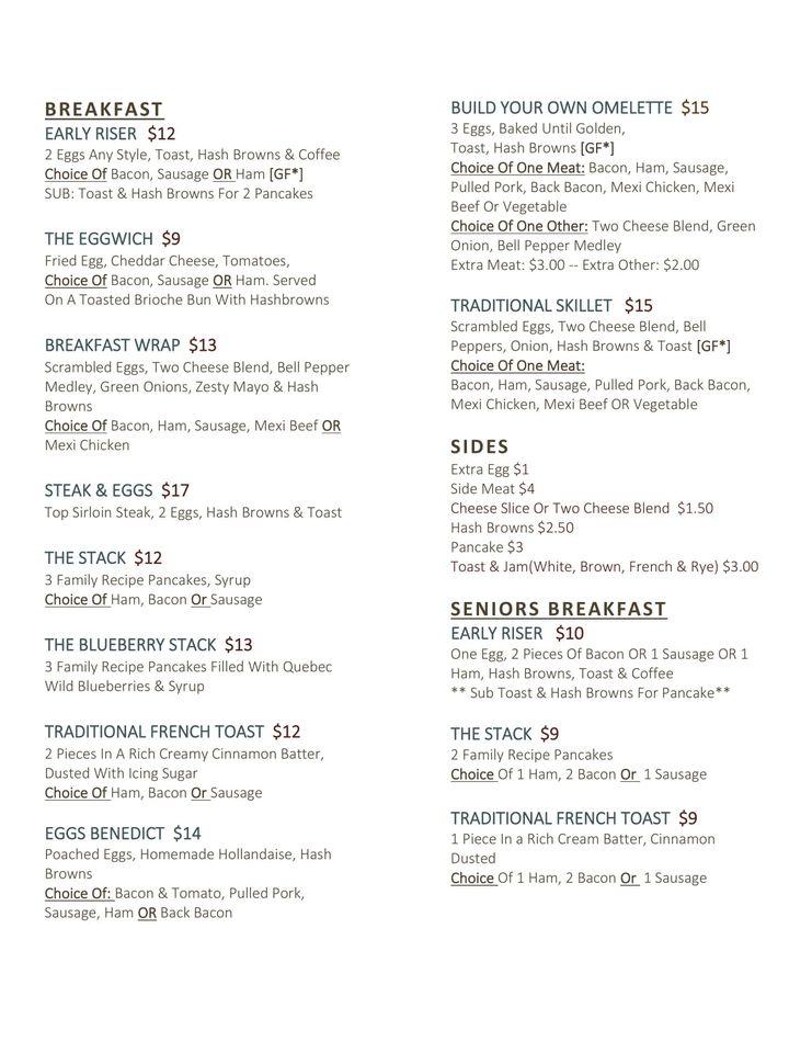 Menu at Mitchell's Cafe, Wetaskiwin