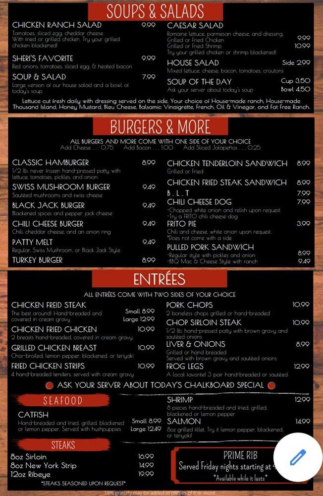Menu at Blake's Cafe, McQueeney
